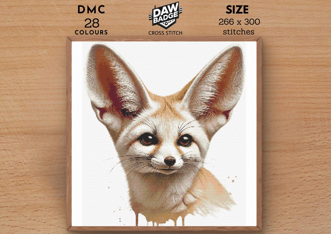 Fennec Fox Cross Stitch Pattern: Watercolor Animal Embroidery (PDF) - Etsy