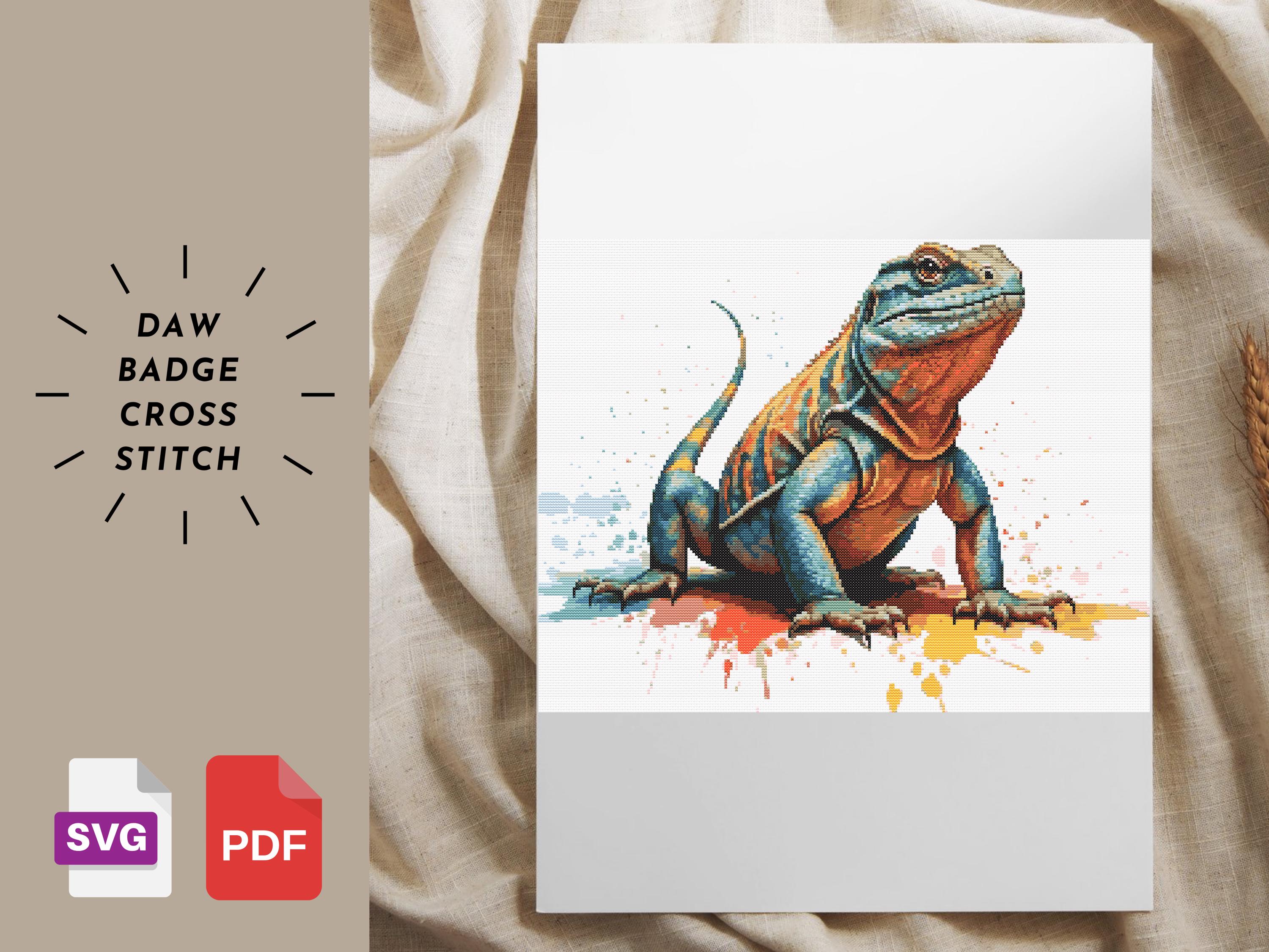 Uromastyx Lizard Cross Stitch Pattern: Watercolor Reptile Design (PDF ...