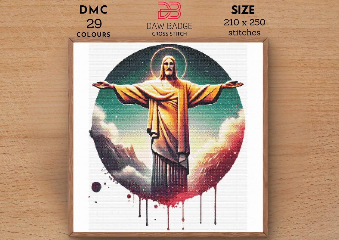 Christ the Redeemer Cross Stitch Pattern: Watercolor Landscape (PDF ...