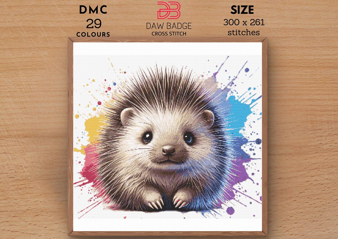 Porcupine Watercolor Animals Large Cross Stitch Pattern, Animal Digital ...