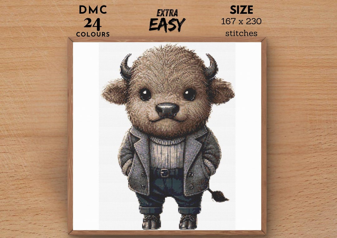 Buffalo Cross Stitch Pattern, Easy Animal Embroidery (PDF Pattern) - Etsy