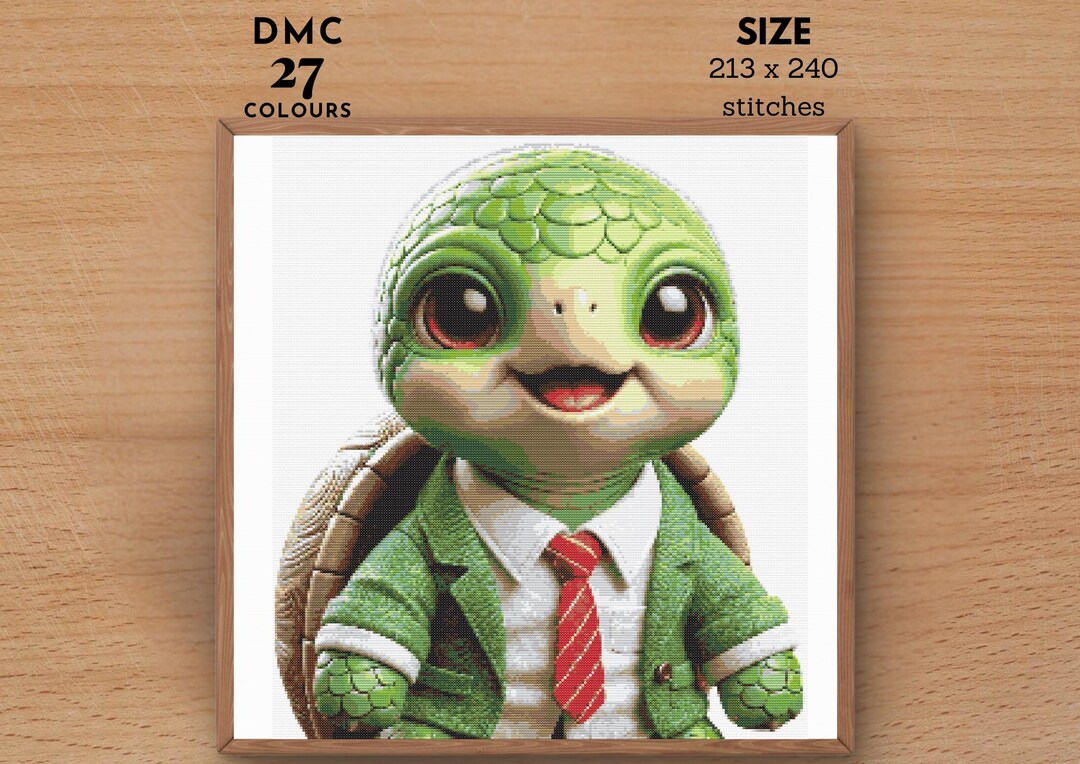 Cute Turtle Animals Modern Counted Easy Cross Stitch Pattern, Animal ...