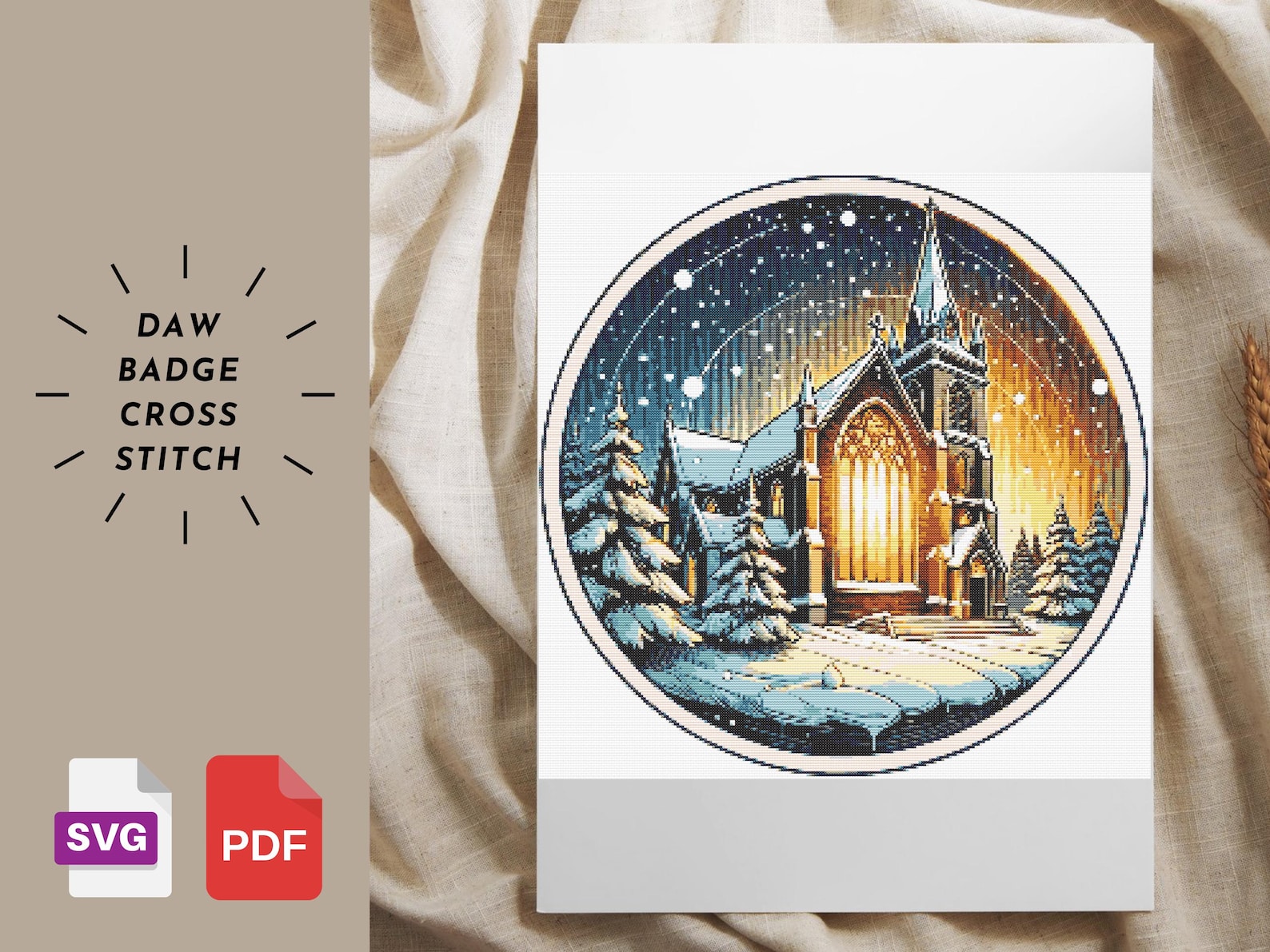 Winter Church Scene Cross Stitch Pattern (PDF, SVG) - Etsy