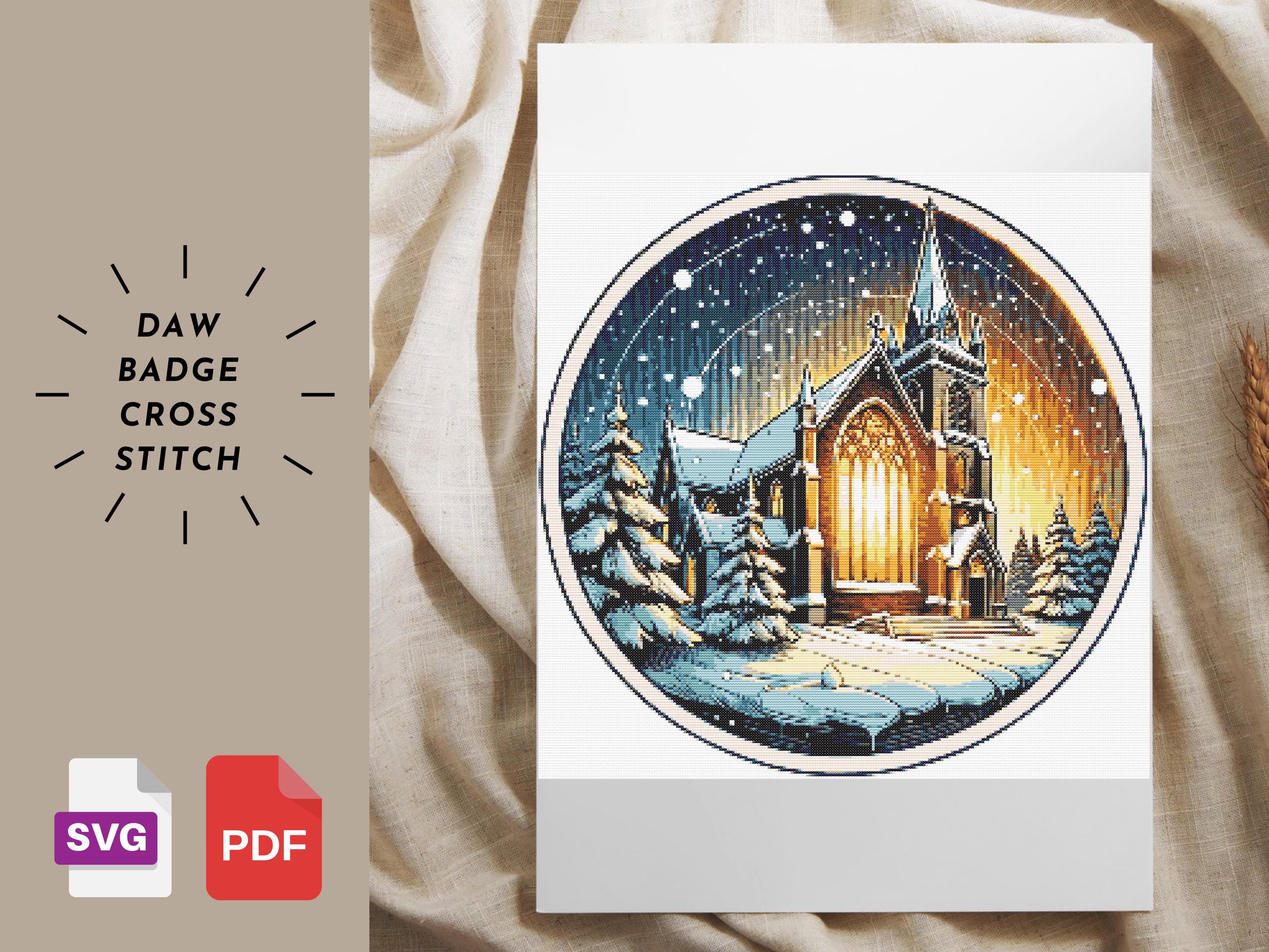 Winter Church Scene Cross Stitch Pattern (PDF, SVG) - Etsy