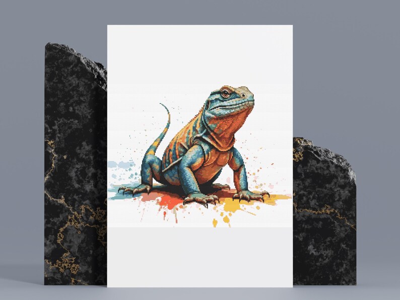 Uromastyx Lizard Cross Stitch Pattern: Watercolor Reptile Design (PDF ...