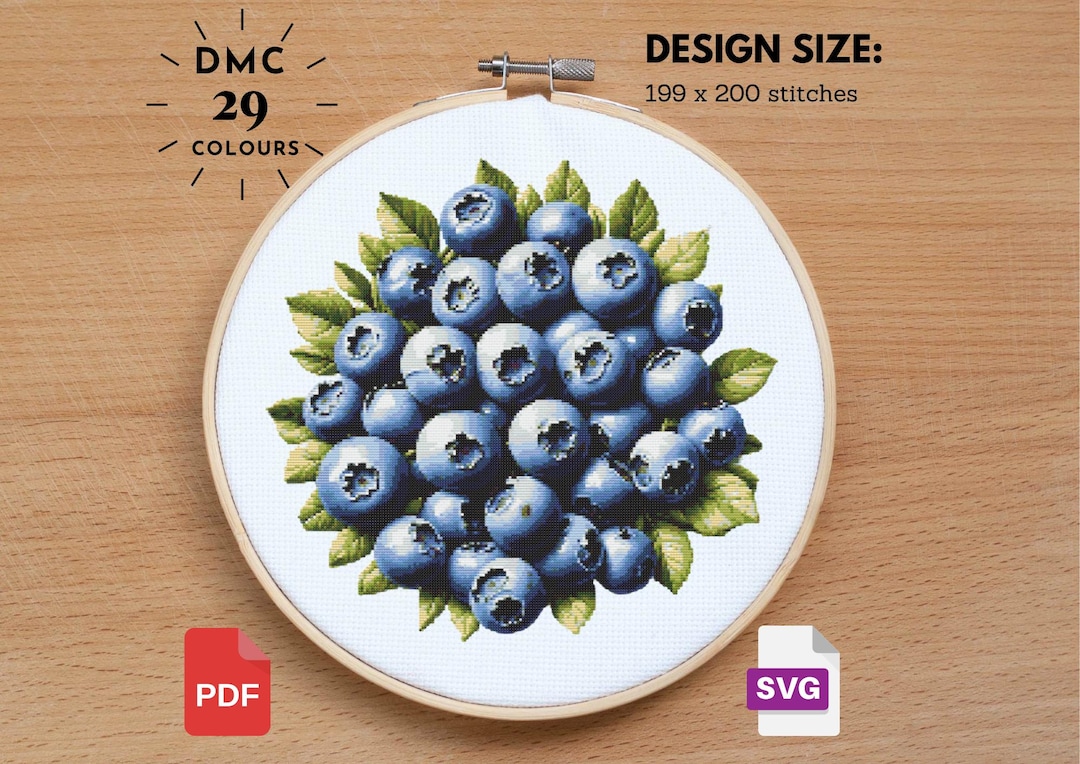 Blueberry Cross Stitch Blueberry Pattern Vegetable Fruit Embroidery ...
