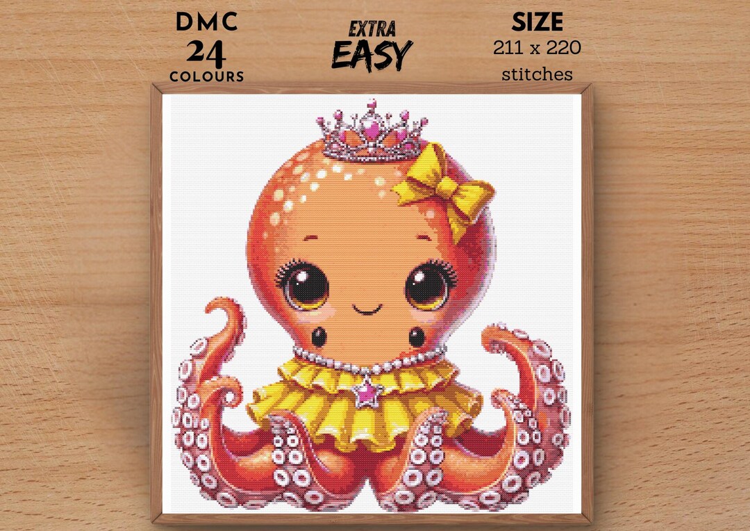Cute Octopus Animals Modern Counted Easy Cross Stitch Pattern, Animal ...