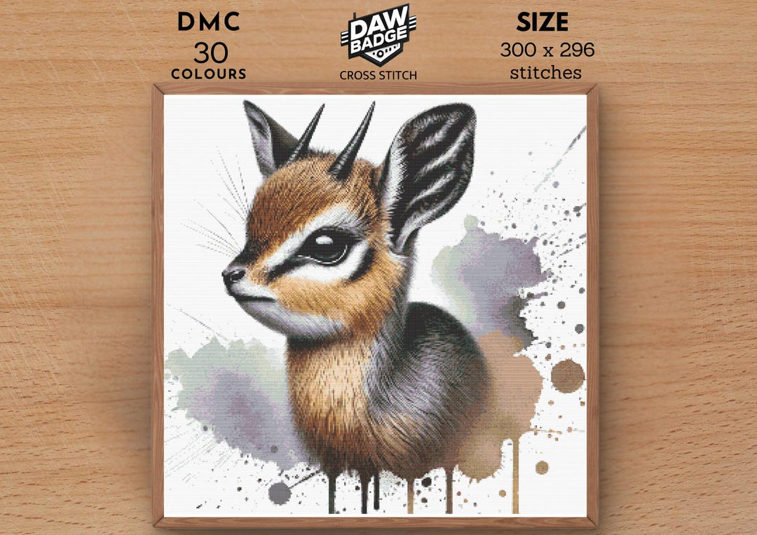 Dik Dik Watercolor Animals Large Cross Stitch Pattern, Animal Lover ...