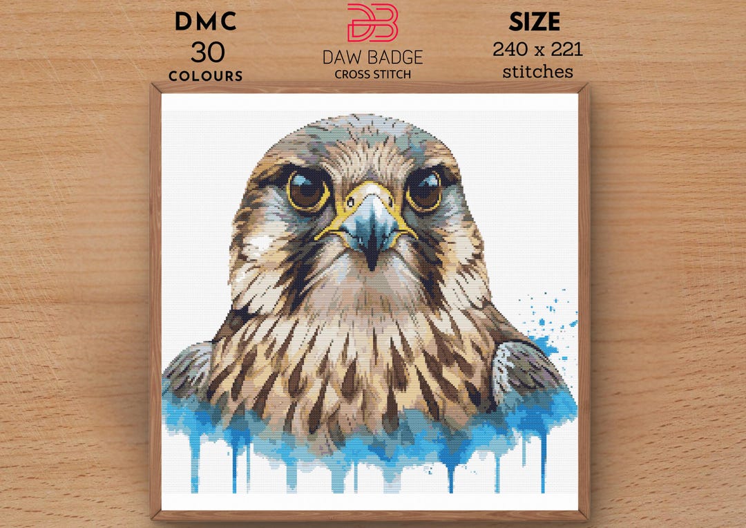 Falcon Watercolor Cross Stitch Pattern: Bird Embroidery Design (PDF) - Etsy