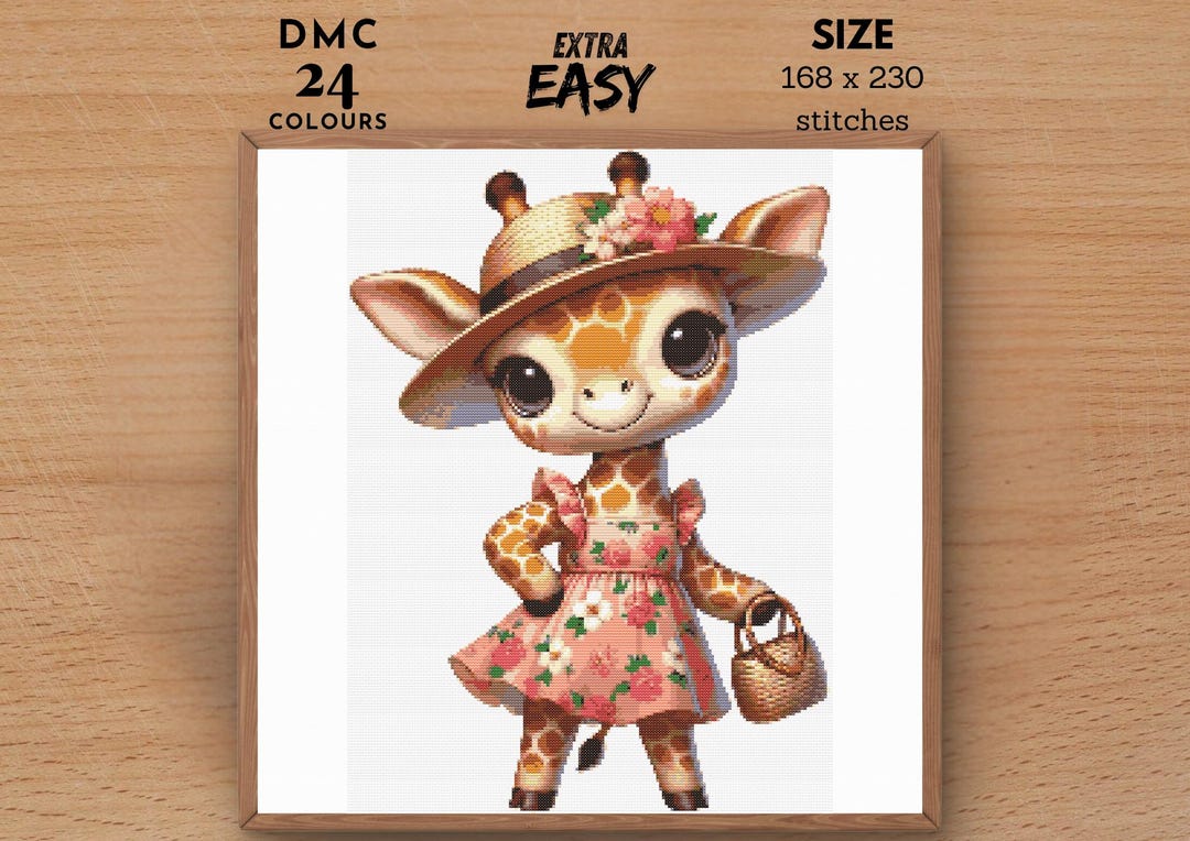 Cute Giraffe Animals Modern Counted Easy Cross Stitch Pattern, Animal ...