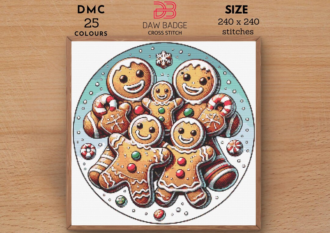 Gingerbread Family Cross Stitch, Stitching Christmas, Christmas Xstitch ...