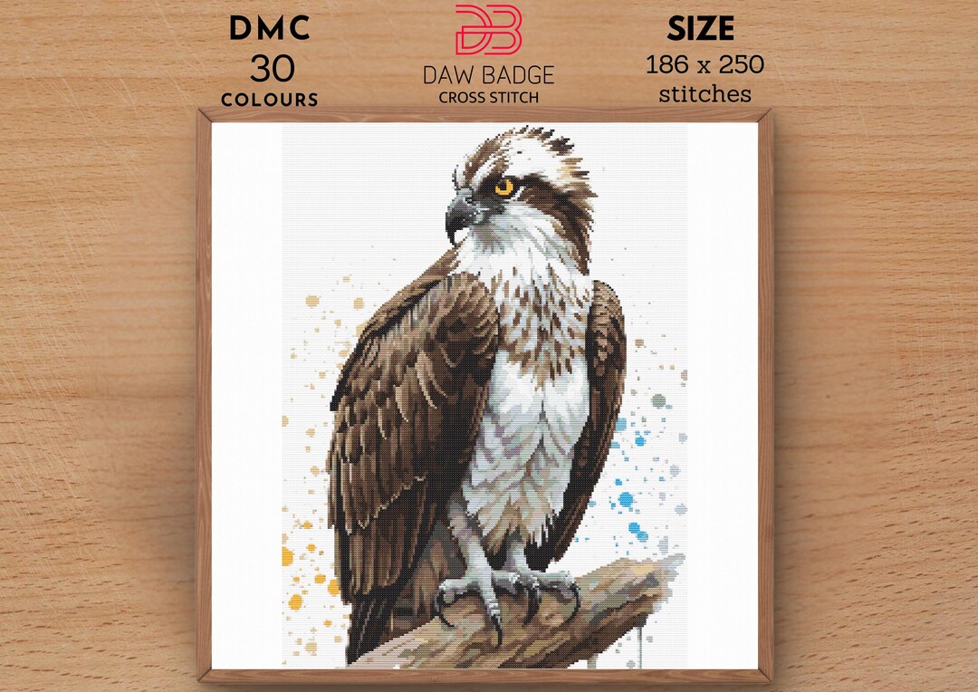 Osprey Bird Cross Stitch Pattern: Watercolor Animal Embroidery (PDF) - Etsy