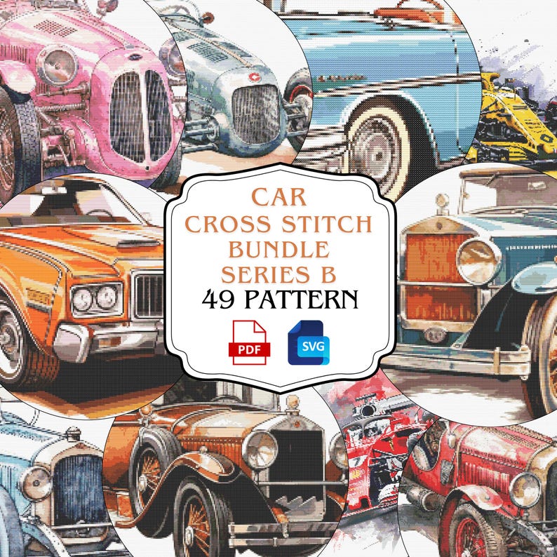 Watercolor Car Cross Stitch Pattern Bundle: Pattern Keeper Friendly ...