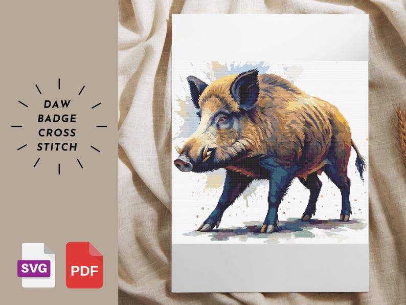Wild Boar Watercolor Cross Stitch Pattern: Animal Embroidery (PDF) - Etsy