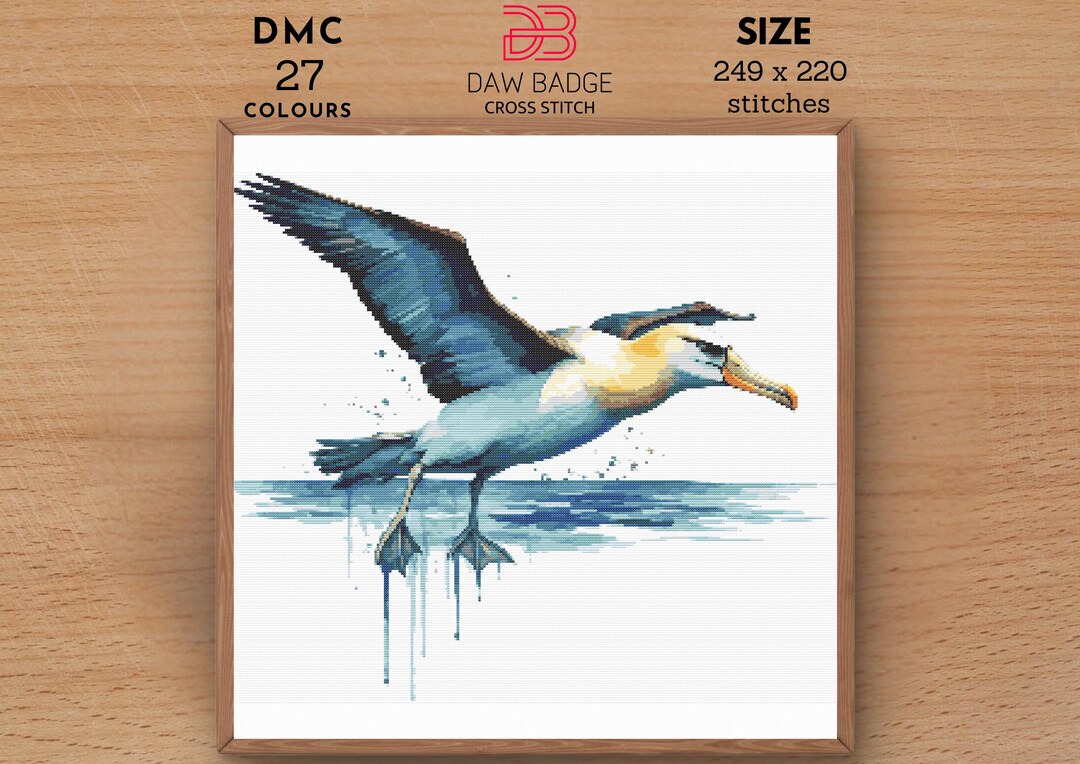 Albatross Watercolor Cross Stitch Pattern: Bird Embroidery Design (PDF ...