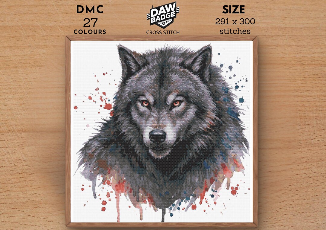 Watercolor Werewolf Cross Stitch Pattern: Fantasy Animal Embroidery ...