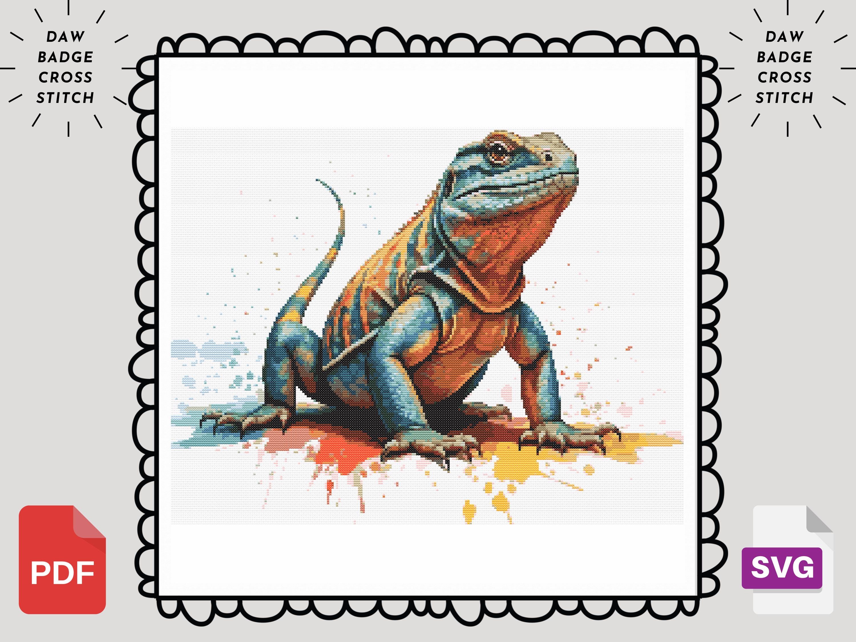Uromastyx Lizard Cross Stitch Pattern: Watercolor Reptile Design (PDF ...