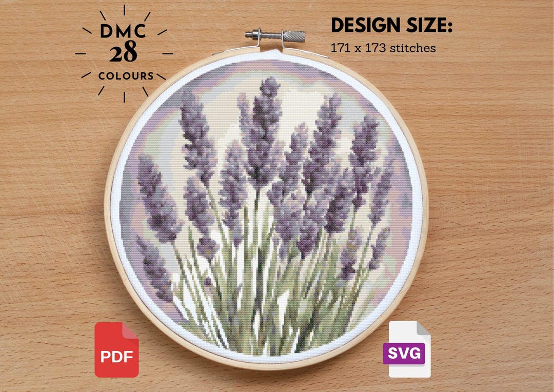 Lavender Flower Cross Stitch Pattern: Vintage Floral Design (PDF) - Etsy