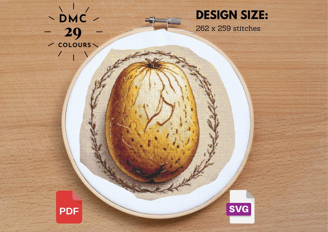 Potato Cross Stitch Potato Pattern Vegetable Fruit Embroidery Fruit ...