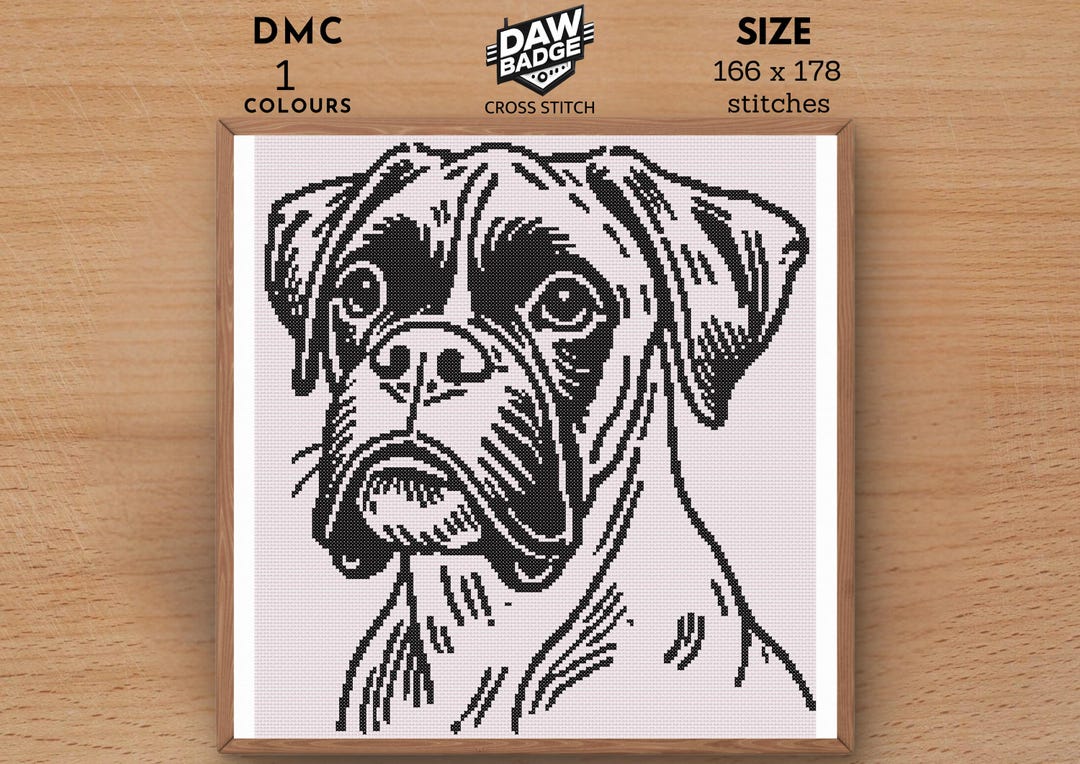 Boxer Dog Cross Stitch Pattern: Animal Embroidery Design (PDF) - Etsy