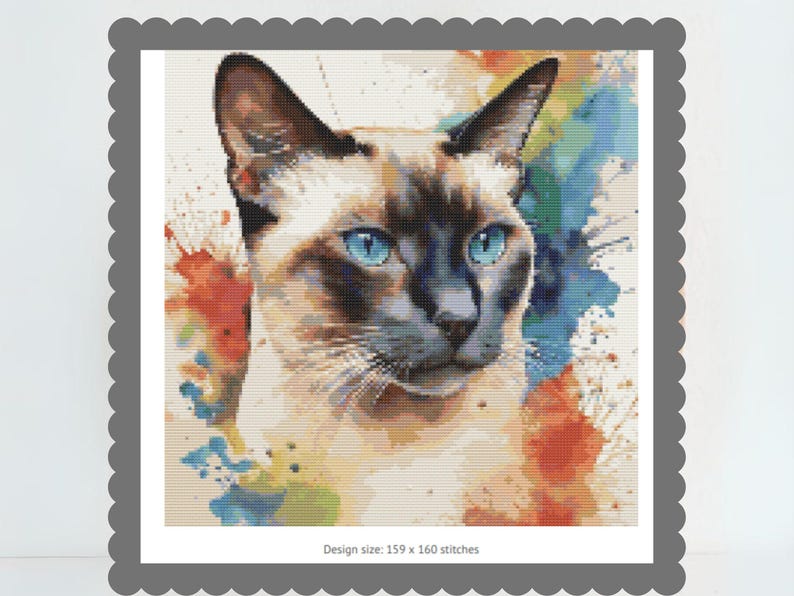Siamese Cat Cross Stitch Pattern: Beginner Embroidery (PDF Pattern) - Etsy