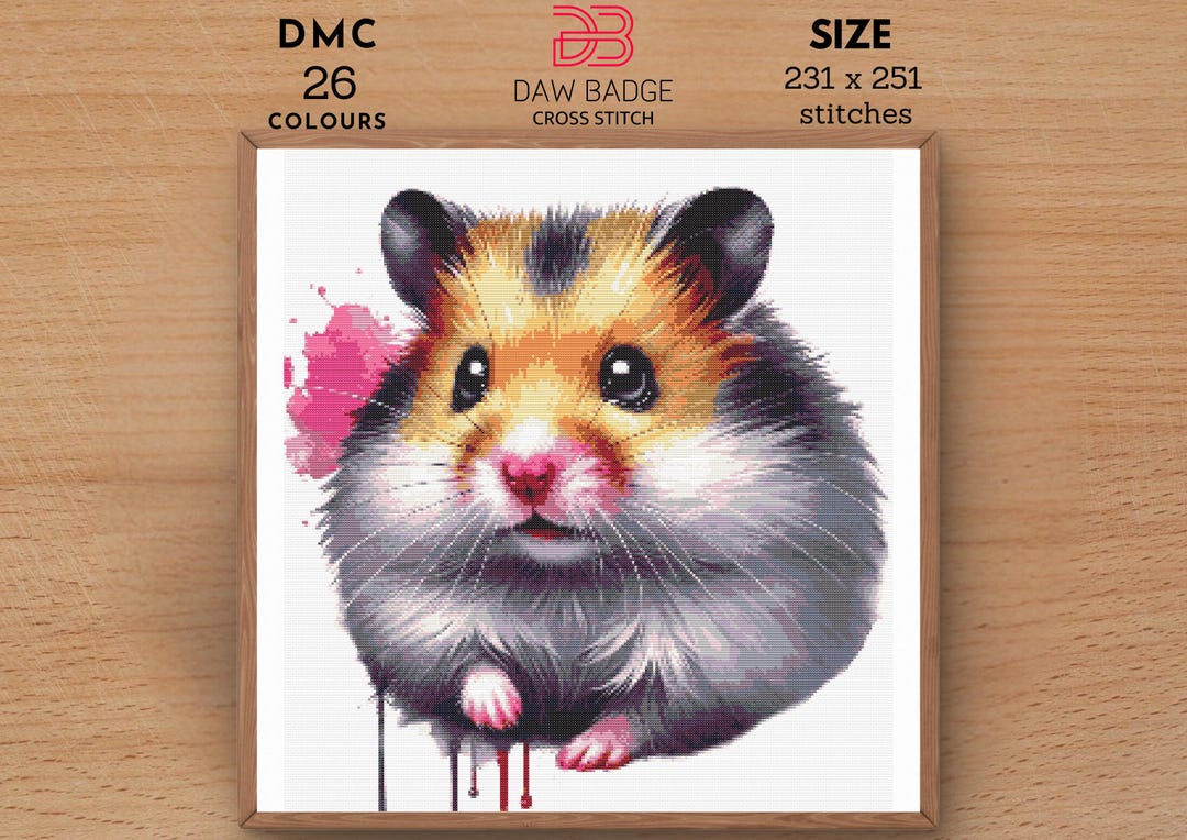 Hamster Watercolor Animals Cross Stitch Pattern: Modern Embroidery (PDF ...