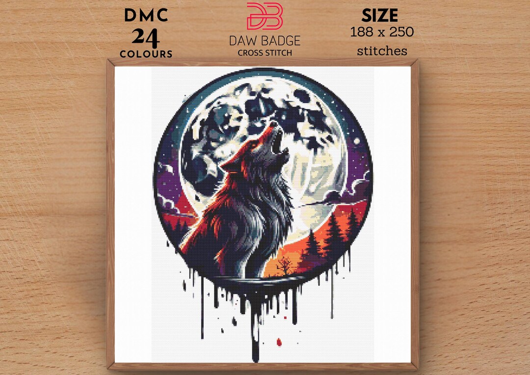 Werewolf Howl Cross Stitch Pattern: Halloween Horror Design (PDF) - Etsy