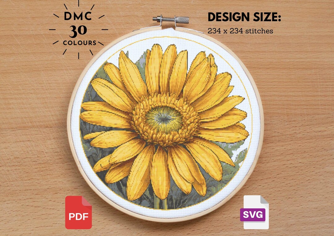 Yellow Daisy Cross Stitch Daisy Pattern, Flower Pattern, Floral Cross ...