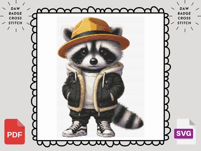 Raccoon Cross Stitch Chart, Animal Embroidery (PDF Pattern) - Etsy