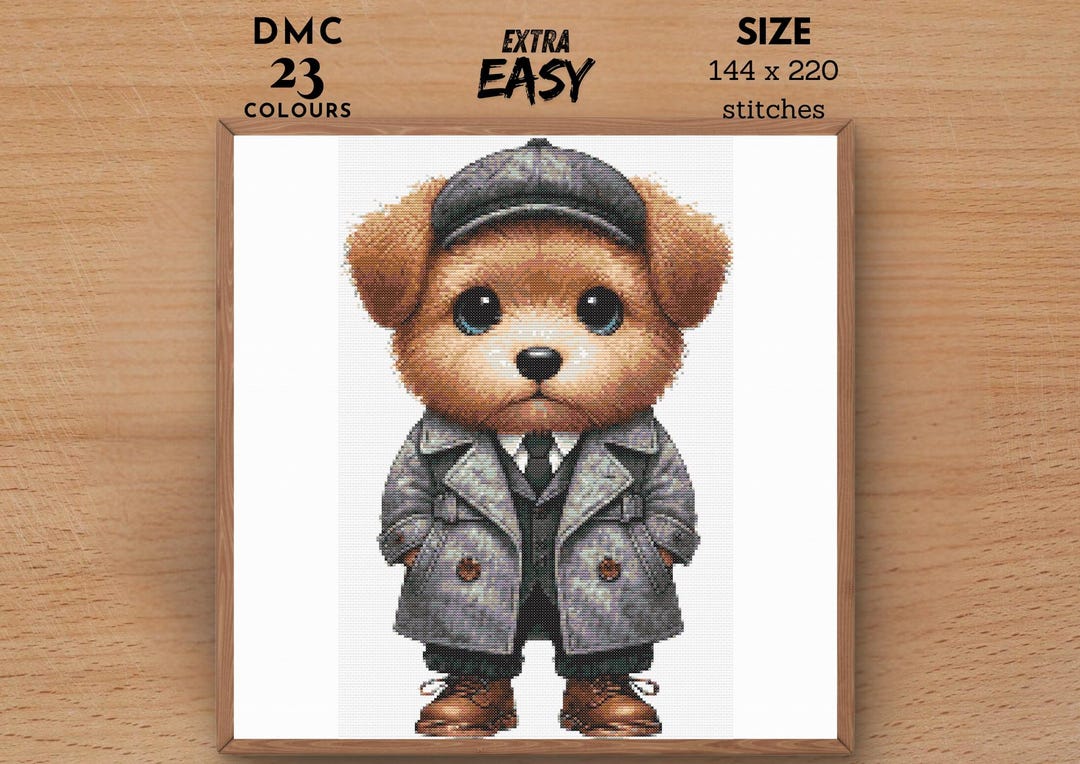 Dog Detective Cross Stitch Pattern, Animal Embroidery (PDF, SVG) - Etsy