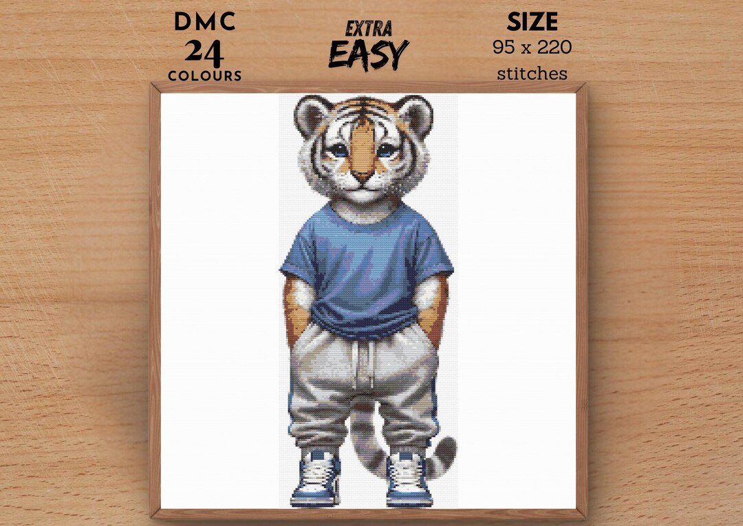 Cute Tiger Animals Modern Counted Easy Cross Stitch Pattern, Animal ...