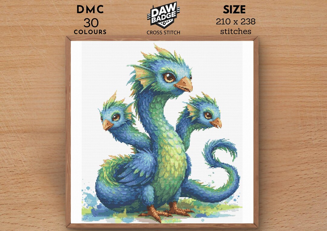 Hydra Cross Stitch Pattern: Fantasy Watercolor Animal (PDF, SVG) - Etsy