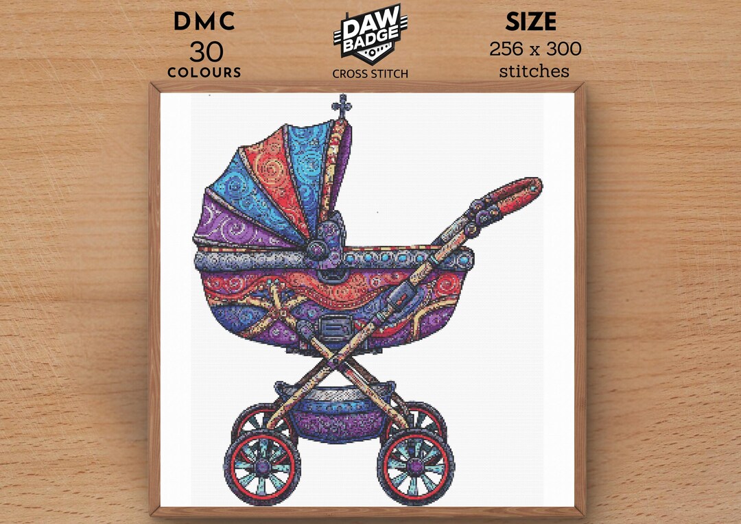Baby Stroller Cross Stitch Pattern: Nursery Shower Design (PDF Download ...