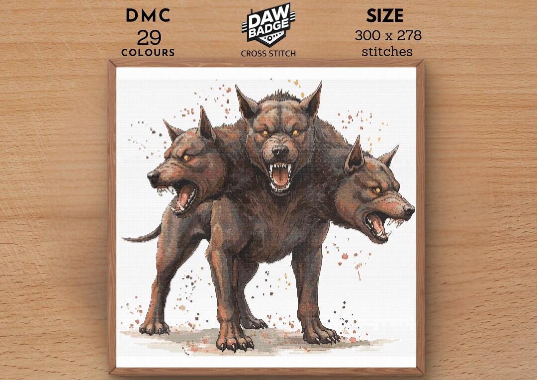 Cerberus Digital Large Fantasy Animal Cross Stitch Pattern, Sampler ...