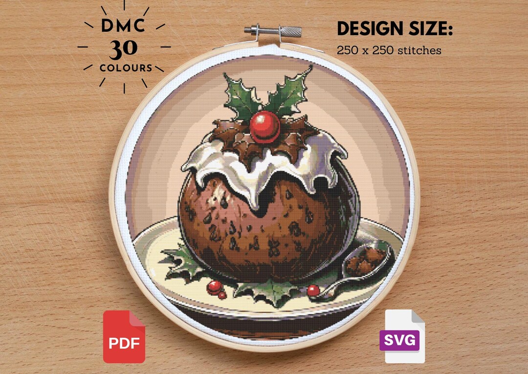 Christmas Pudding Cross Stitch Pattern: Holiday Sampler (PDF, SVG) - Etsy