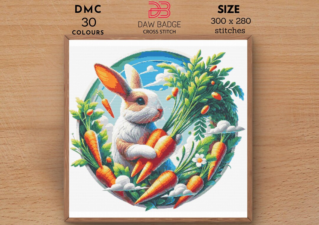 Carrot Bunny Easter Cross Stitch Pattern: Happy Spring Design (PDF) - Etsy