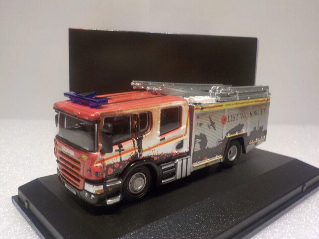 Remembrance Day Scania Fire Engine , POPPY Oxford Diecast 1/76 76SFE011 ...