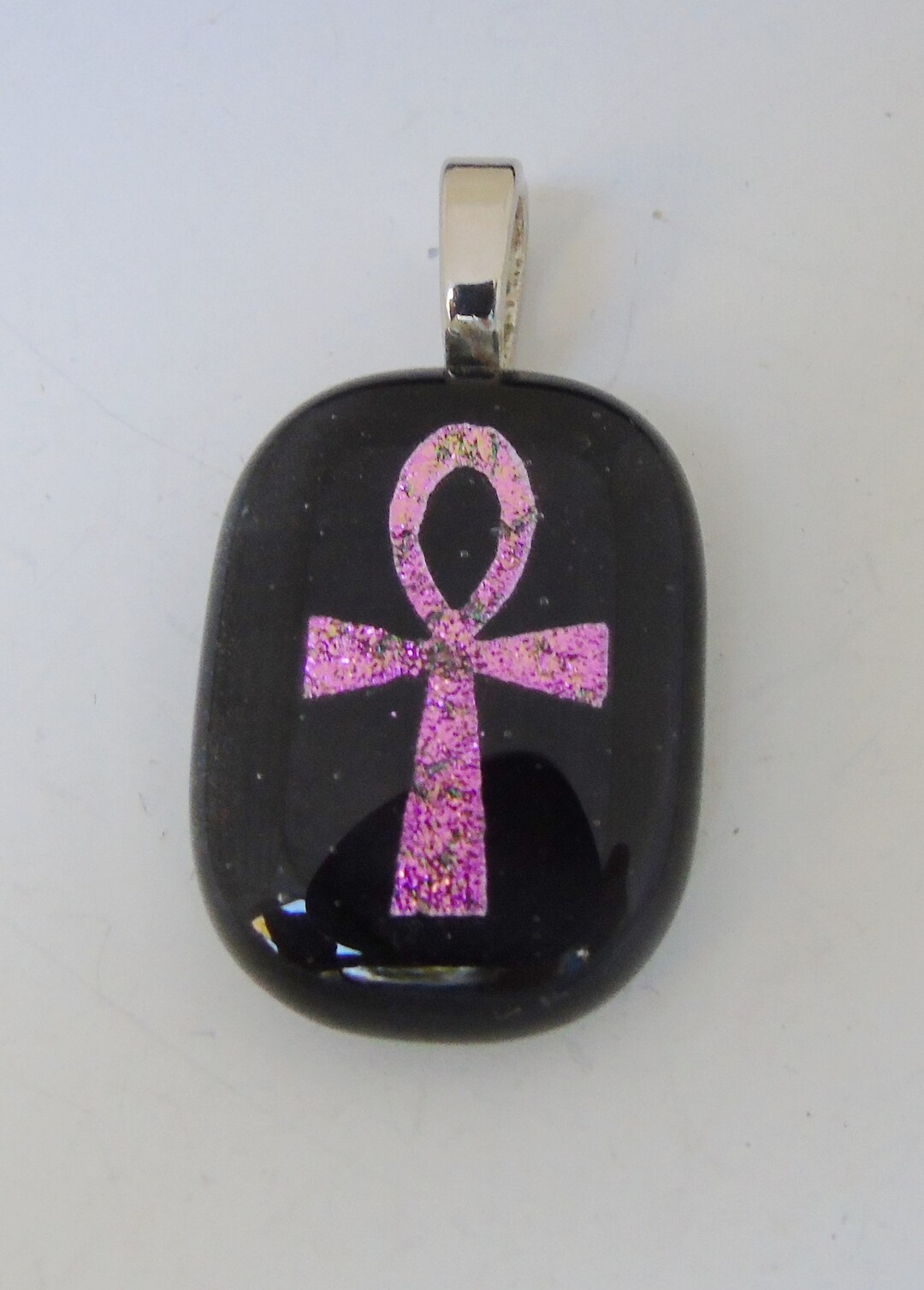 Dichroic Pink Ankh Symbol Pendant Fused Glass - Etsy