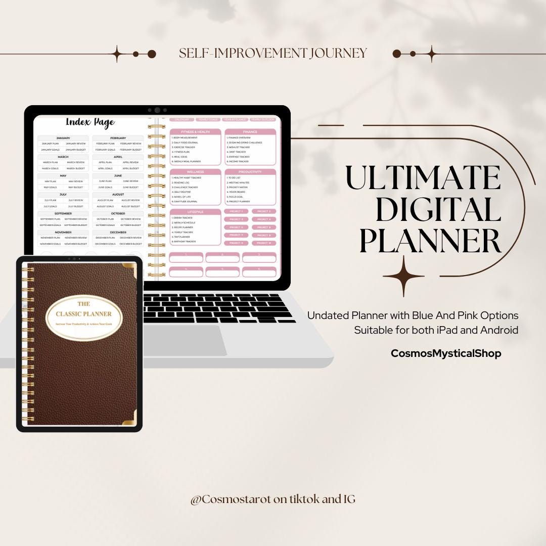 Digital Planner Undated, iPad & Android Planner, Goodnotes Planner ...
