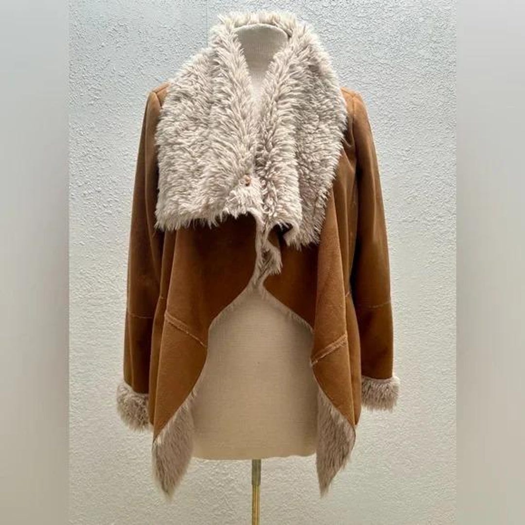 Women's Shearling Waterfall Style Leather Overcoat | Sheepskin Leather ...