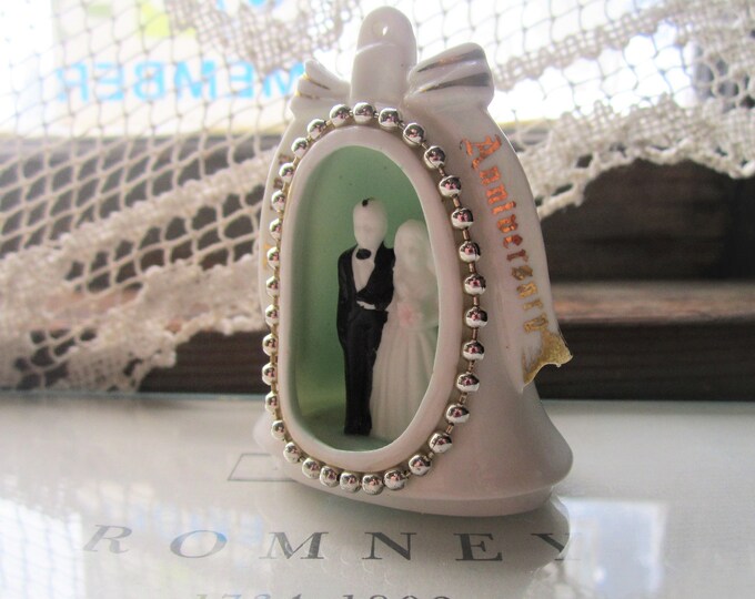 Small Vintage Cake Topper Piece, 1950's 60's Happy Anniversary Bell ...