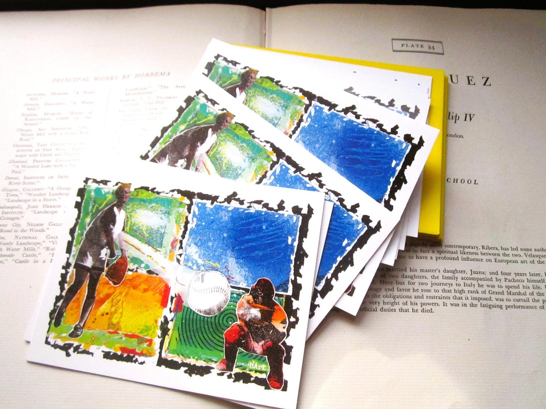 Vintage Note Cards, Back Yard ART, Collage Style Graphics W Bright ...