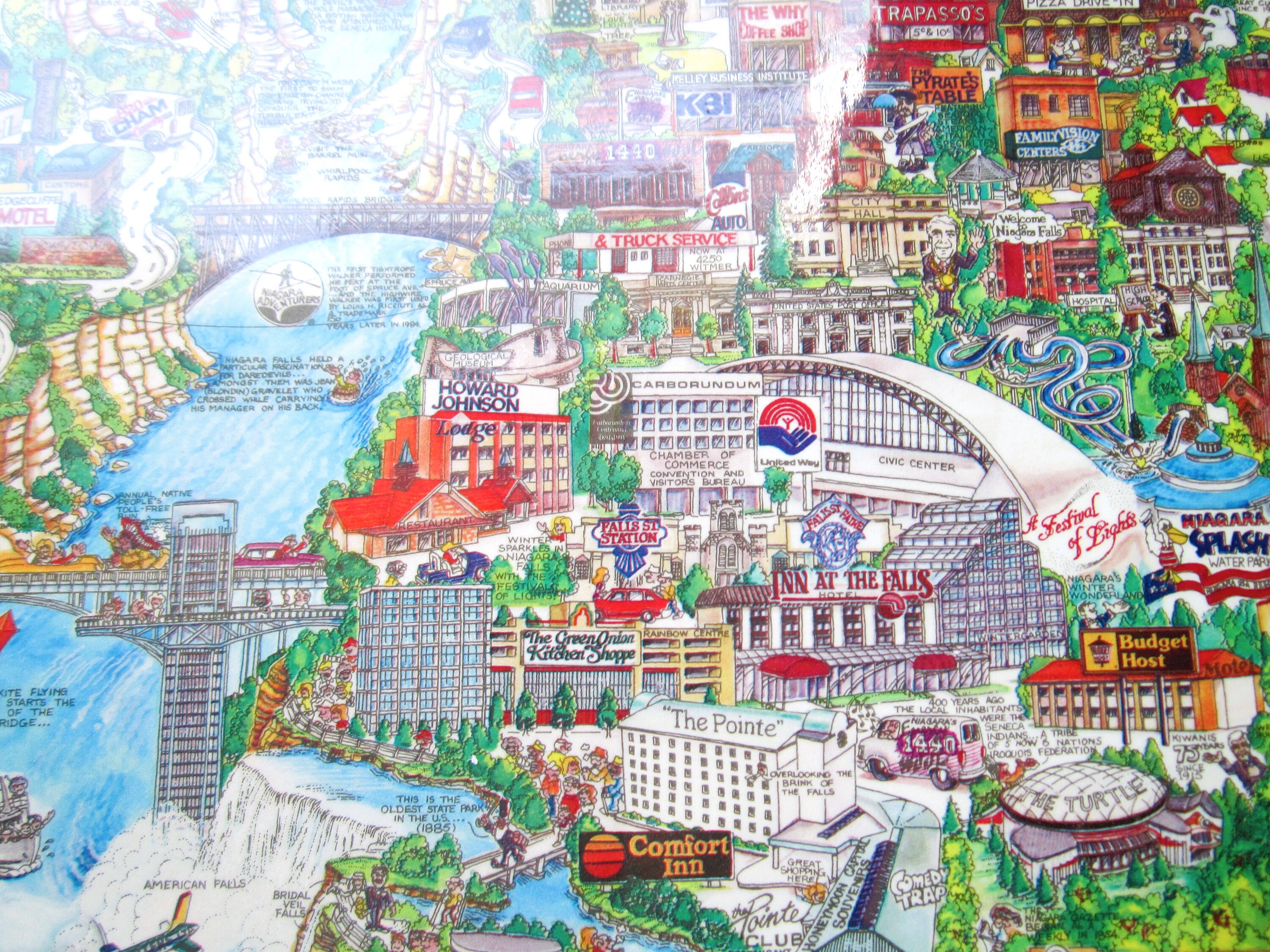 Cartoon Map of Niagara Falls, Cartoonist Tom Dodds, Colorful ...
