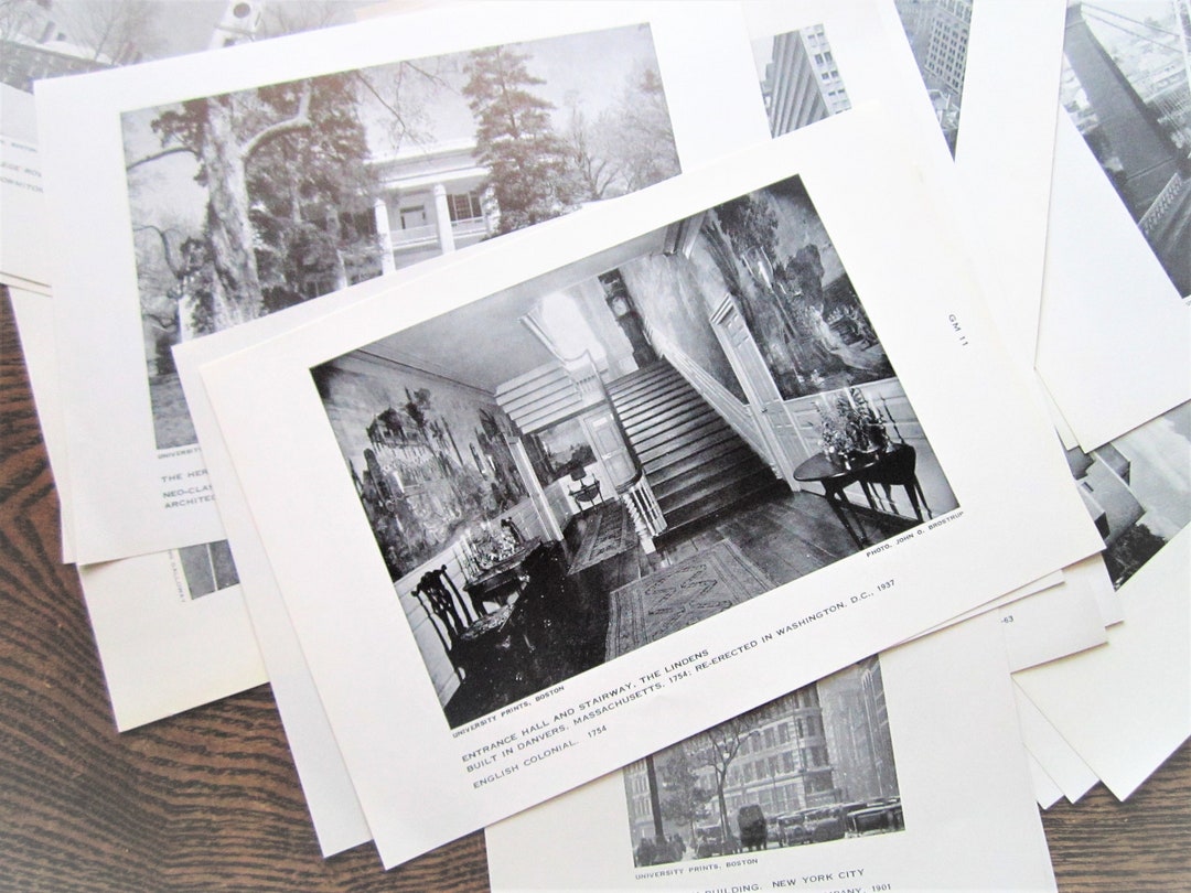 Vintage American Architecture Prints, 76 Boxed Study Prints, Black and ...