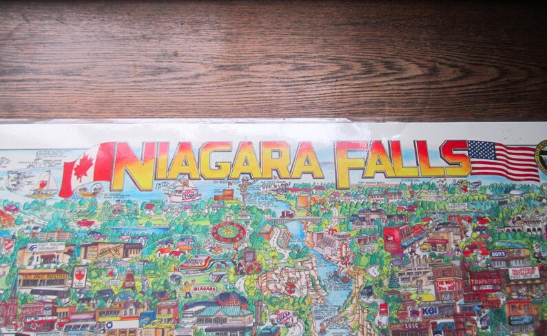 Cartoon Map of Niagara Falls, Cartoonist Tom Dodds, Colorful ...