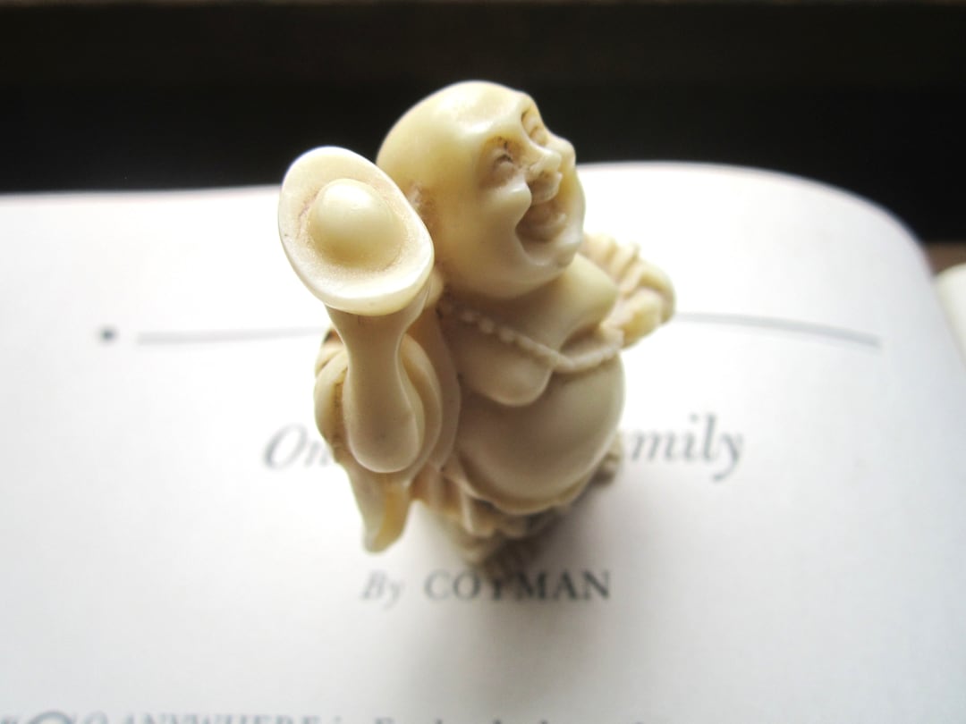 Happy Buddha Figurine, Ivory Resin Spiritual Guide, Calm, Mindfulness ...