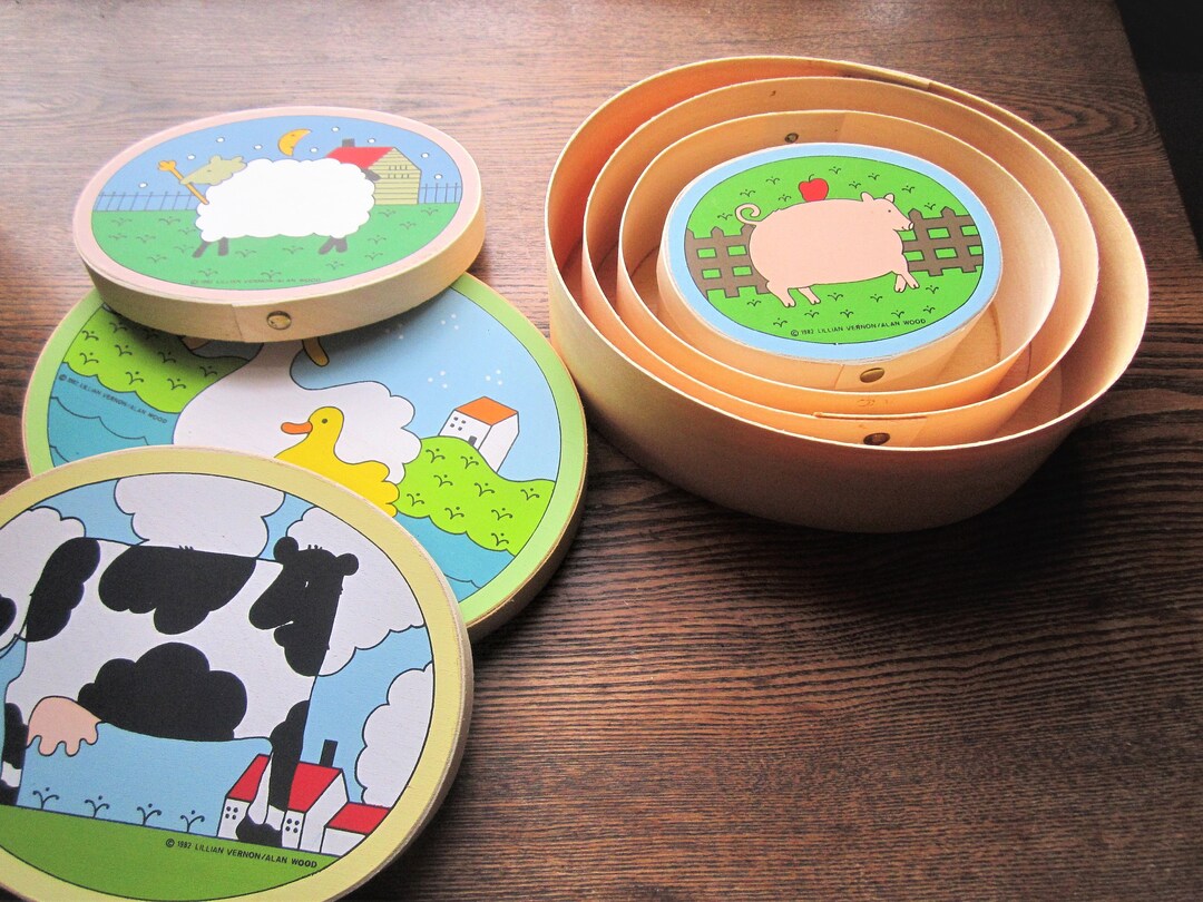 Vintage 80s Nesting Boxes, Animal Farm Boxes, Lillian Vernon, Spring ...