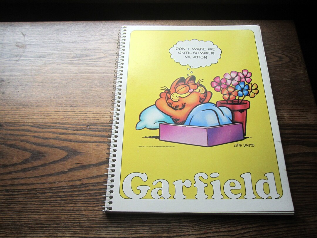 Vintage Garfield College Ruled Spiral Notepad, Jim Davis 1978 Garfield ...