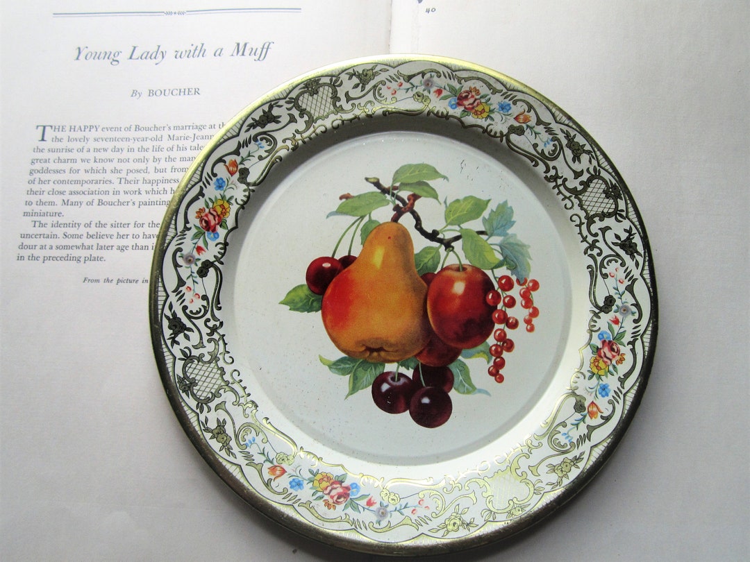 Vintage Tin Wall Plate, Tin Dish Decor, Wall Hanging, Shabby Tin, Old ...