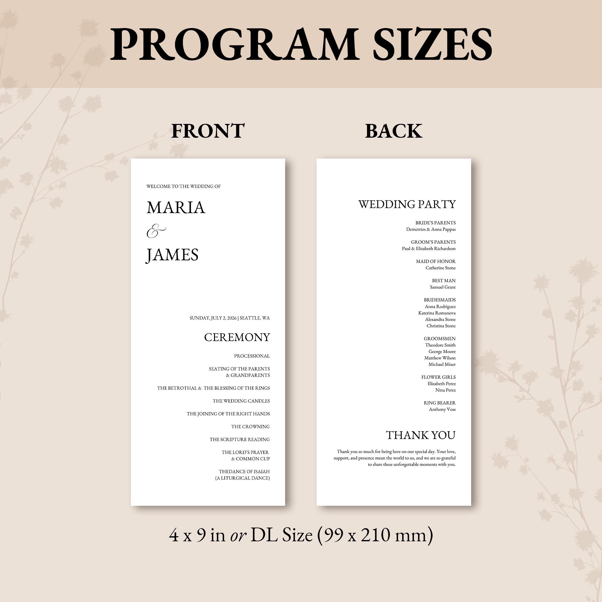 Modern Wedding Program Template, Printable Wedding Programs, Wedding ...
